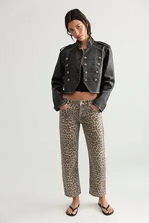 RE/DONE Mid-rise Blondie Crop Jeans - Leopard