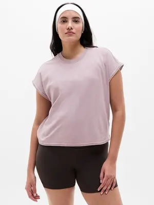 Athleta Airy Cotton Terry Snow Wash Sweatshirt Tee - Blush