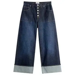 DAMSON MADDER Gigi Baggy Wide Turn Jeans - Indigo