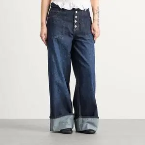 DAMSON MADDER Gigi Baggy Wide Leg Turn Up Jeans