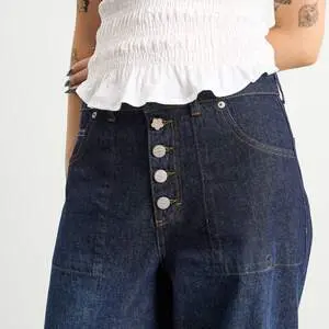 DAMSON MADDER Gigi Baggy Wide Leg Turn Up Jeans