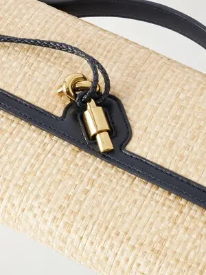 Bottega Veneta Andiamo" Clutch In Raffia With Leather Trim - Neutrals