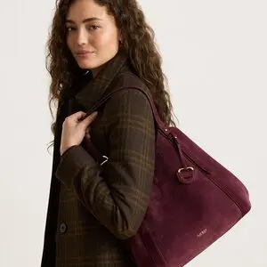Ralph Lauren Sheep Suede Tasha Tote Bag - Dark Garnet