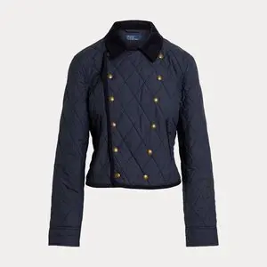 Ralph Lauren Double-breasted Quilted Jacket With Corduroy Trim - Rl Navy