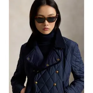 Ralph Lauren Double-breasted Quilted Jacket With Corduroy Trim - Rl Navy