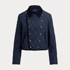 Ralph Lauren Double-breasted Quilted Jacket With Corduroy Trim - Rl Navy