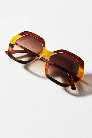 I-SEA Large Geometric Sunglasses - Brown Pattern