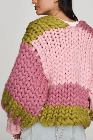 HOPE MACAULAY Noa Wool Chunky Knit Cardigan