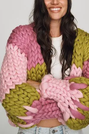 HOPE MACAULAY Noa Wool Chunky Knit Cardigan