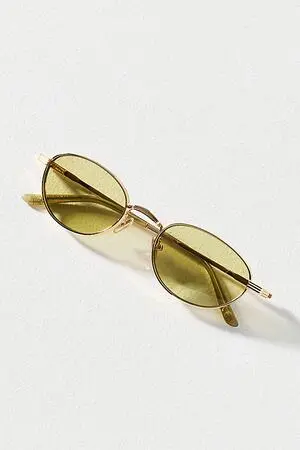 REALITY EYEWEAR Slim Metal Oval Sunglasses Olive