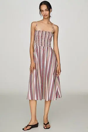 RAISONNEL Cotton Smocked A-le Midi Dress - Multi