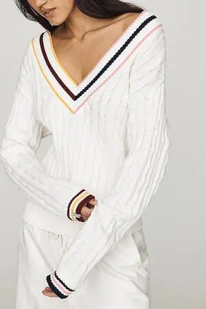 The Upside Josette Cable-knit V-neck Sweater