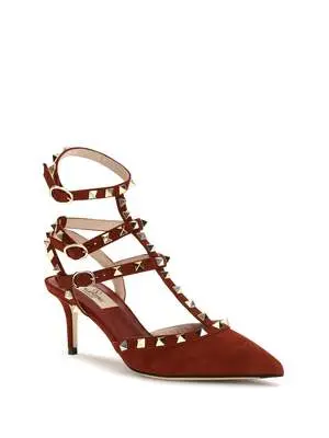 Valentino Garavani Rockstud Suede Pumps - Red