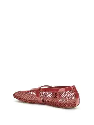 Alaïa Mesh Ballerinas With Buckled Strap - Red