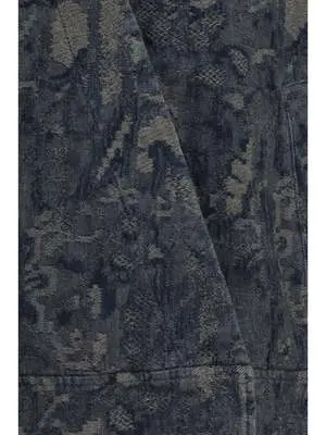 Giorgio Armani Oversized Floral Jacquard Denim Jacket - Blue