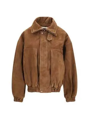 Magda Butrym Suede Bomber Jacket - Brown