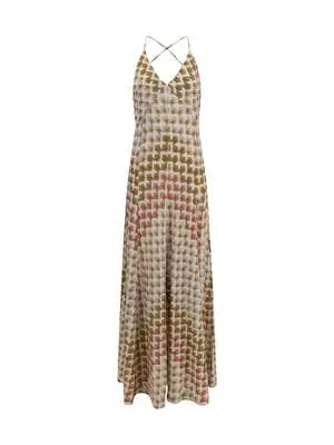 Missoni Long Lamé Viscose Dress With Crossed Straps - Multicolor