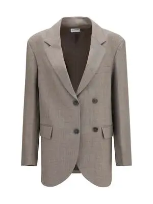 P.a.r.o.s.h Virgin Wool Double-breasted Blazer - Cream