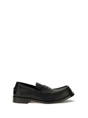 Loewe Bobine Polished Calfskin Loafers - Black