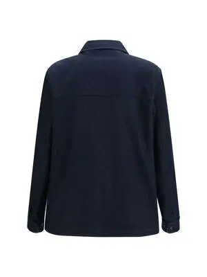 Moncler Haderu Denim Shirt Jacket With Nylon Inserts - Blue