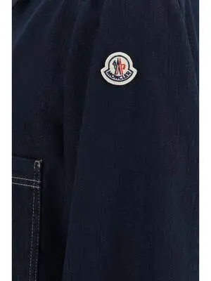 Moncler Haderu Denim Shirt Jacket With Nylon Inserts - Blue
