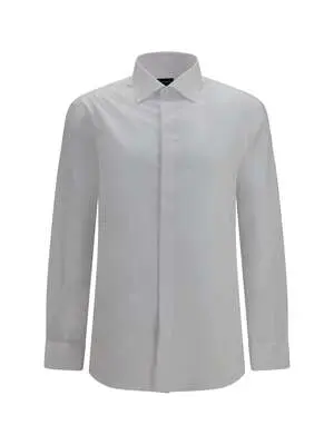 Giorgio Armani Shirt In Soft Cotton With French Collar - White