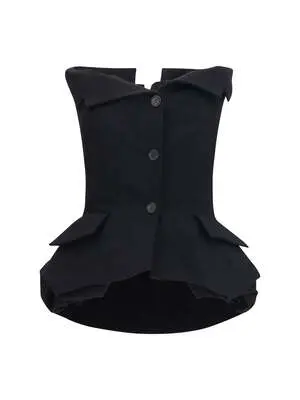 Magda Butrym Cotton Bustier Corset Top - Black