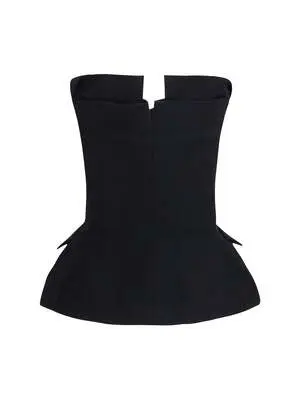 Magda Butrym Sculptural Cotton Bustier Peplum Top