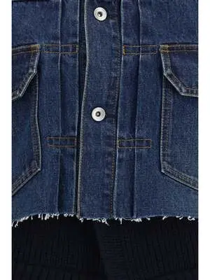 Sacai Denim Jacket With Wool Knit Layer