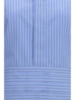 Sacai Cotton Poplin Cropped Shirt With Belt - Blue