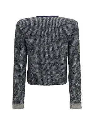 Balmain Quilted Sequin Cardigan With Decorative Buttons - Blue