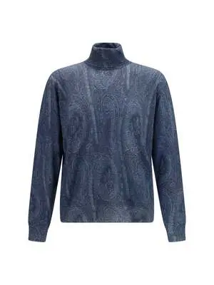 Etro Printed Turtleneck Sweater - Blue