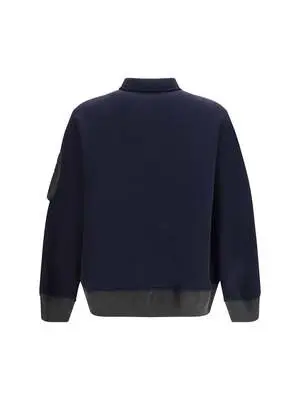 Sacai Terry Cloth Zip Polo - Blue