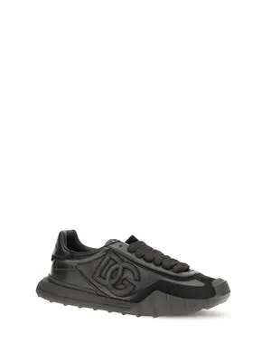 Dolce & Gabbana Athletic Fabric And Leather Lace-up Sneakers - Black