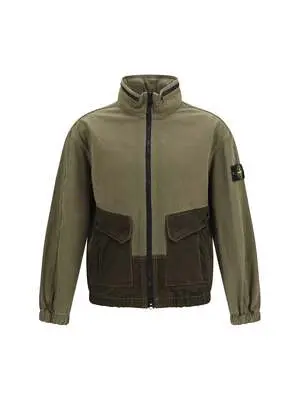 Stone Island Outwear Jacket With Pockets And Zipper Details - Green
