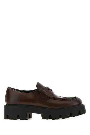 Prada Dark Leather Loafers - Brown