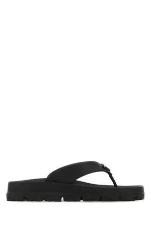 Prada Rubber Thong Slippers - Black
