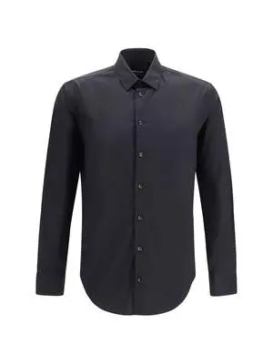 Giorgio Armani Shirt Slim Fit In Stretch Cotton Poplin - Black