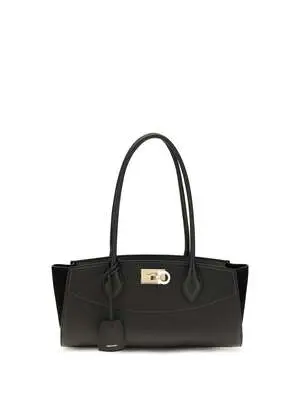 FERRAGAMO Studio Soft East West Shoulder Bag - Black
