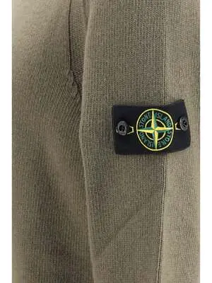 Stone Island Crewneck Sweater With Logo Patch - Green