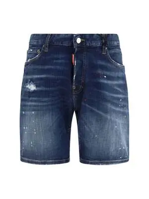Dsquared2 Distressed Denim Bermuda Shorts - Blue