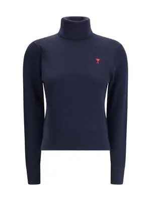 AMI Paris De Coeur Turtleneck Sweater - Blue