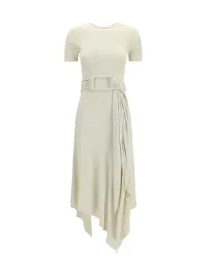 Alaïa Alaïa Belted Midi Dress In Jersey Multicolor