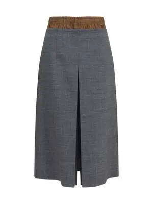 Prada Midi Skirt With Topstitching - Gray