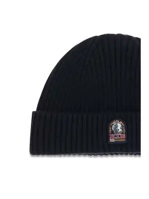 PARAJUMPERS Ribbed Knit Logo Beanie - Blue