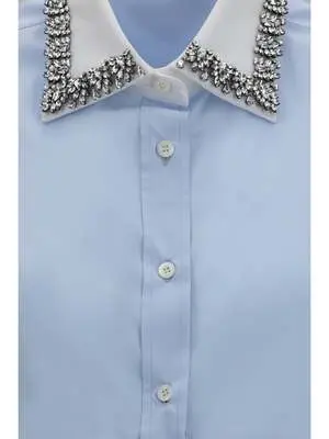 Prada Jewel Embellished Collar Shirt