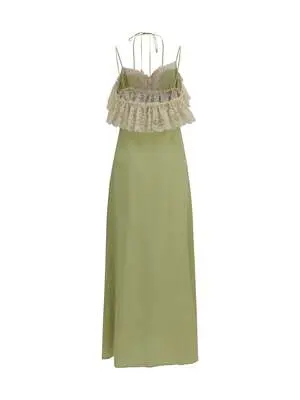 Chloé Silk Dress With Lace Ruffle Details