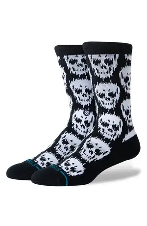 Stance Static Skull Crew Socks - Black