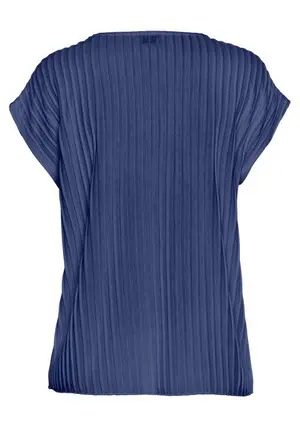 LASCANA Ribbed Short Sleeve Top - Blue