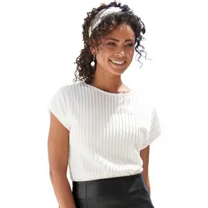 LASCANA LASCANA Ribbed Short Sleeve Top